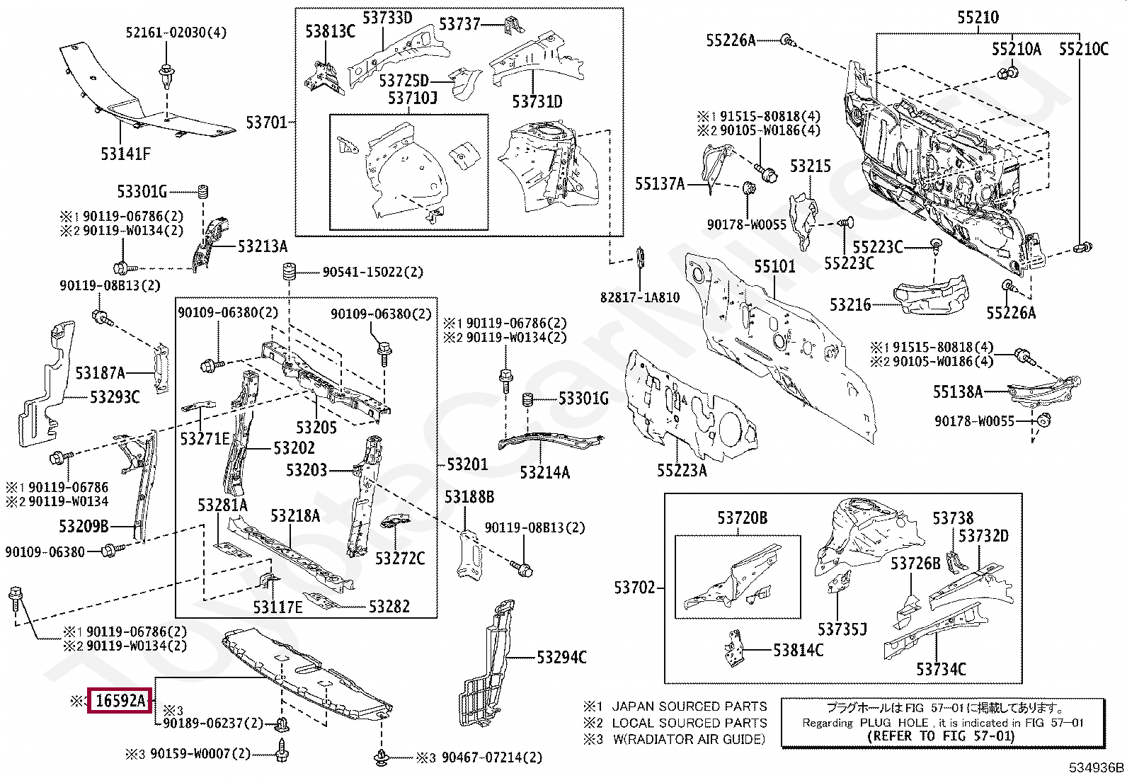 Запчасти Тойота: GUIDE, RADIATOR AIR, NO.3 (165920T120)