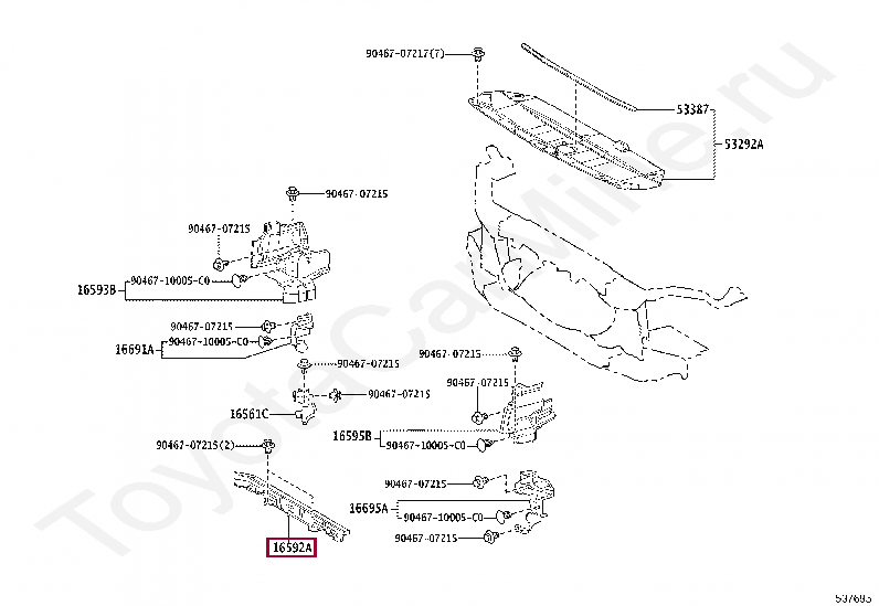 Запчасти Тойота: GUIDE, RADIATOR AIR, NO.3 (1659270011)