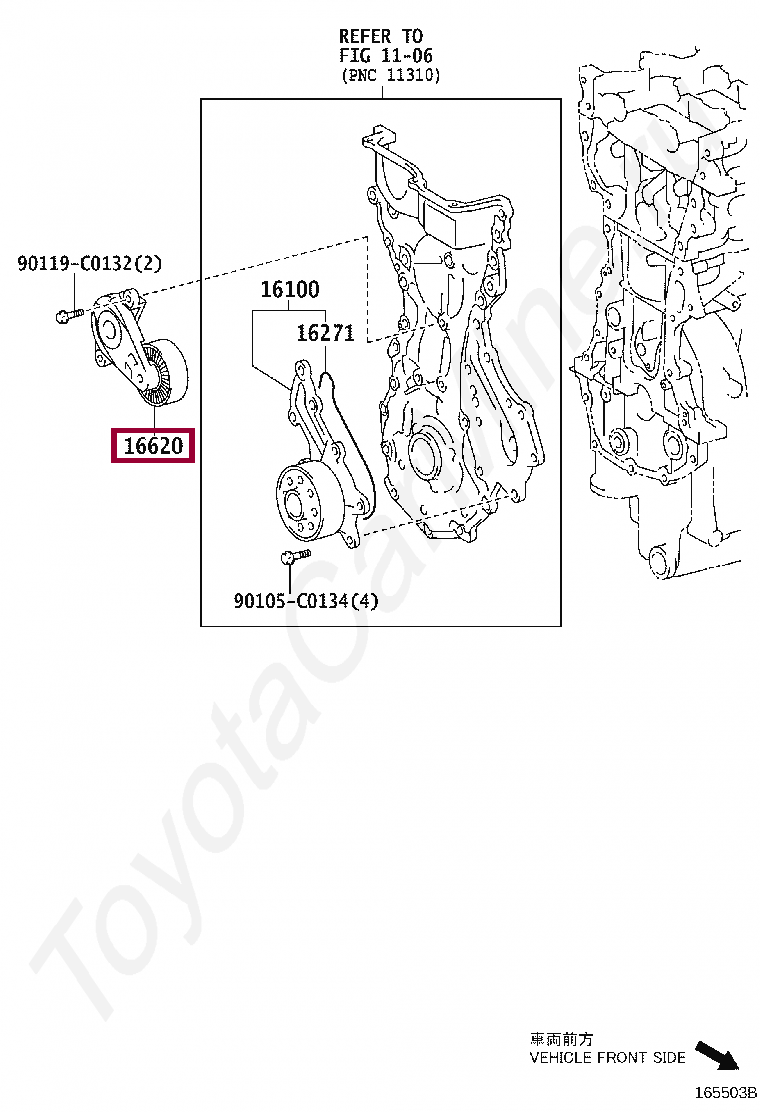 Запчасти Тойота: TENSIONER ASSY, V-RIBBED BELT (166200Y043)