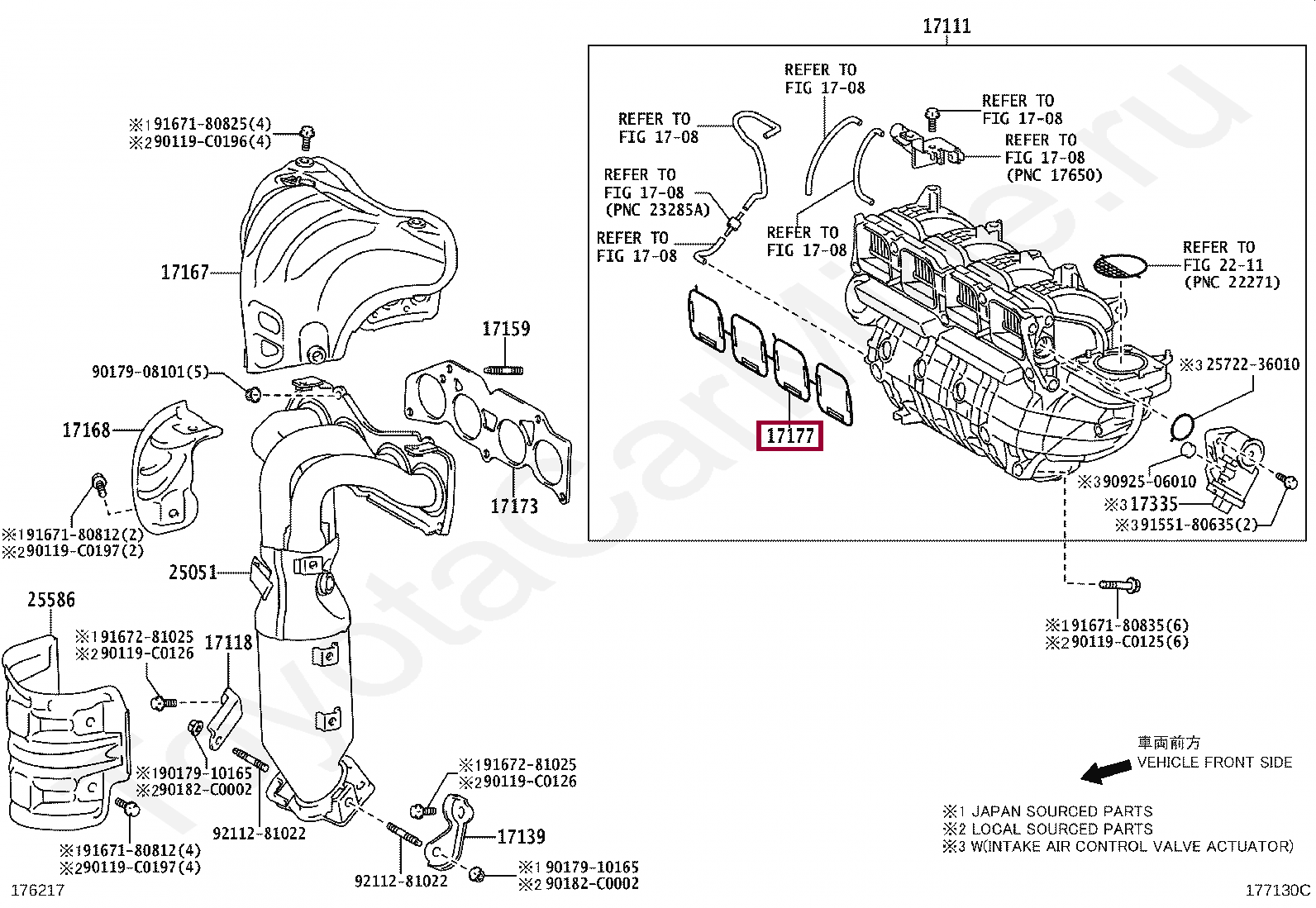 Запчасти Тойота: ПРОКЛАДКА ВПУСКНОГО КОЛЛЕКТОРА (1717136020)