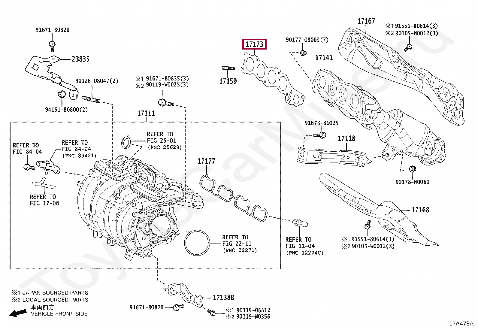 Запчасти Тойота: GASKET, EXHAUST MANIFOLD TO HEAD (1717324010)