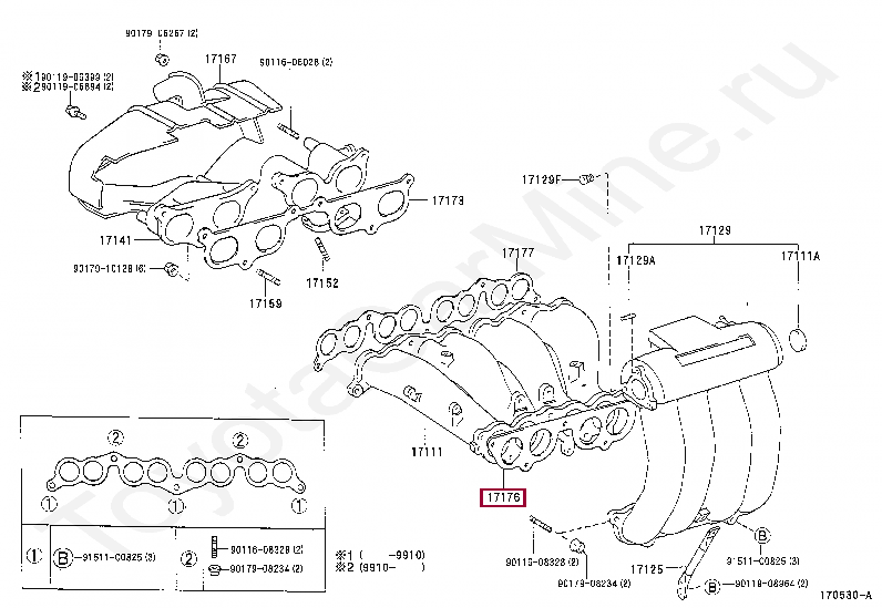 Запчасти Тойота: GASKET, AIR SURGE TANK TO INTAKE MANIFOLD (1717675010)