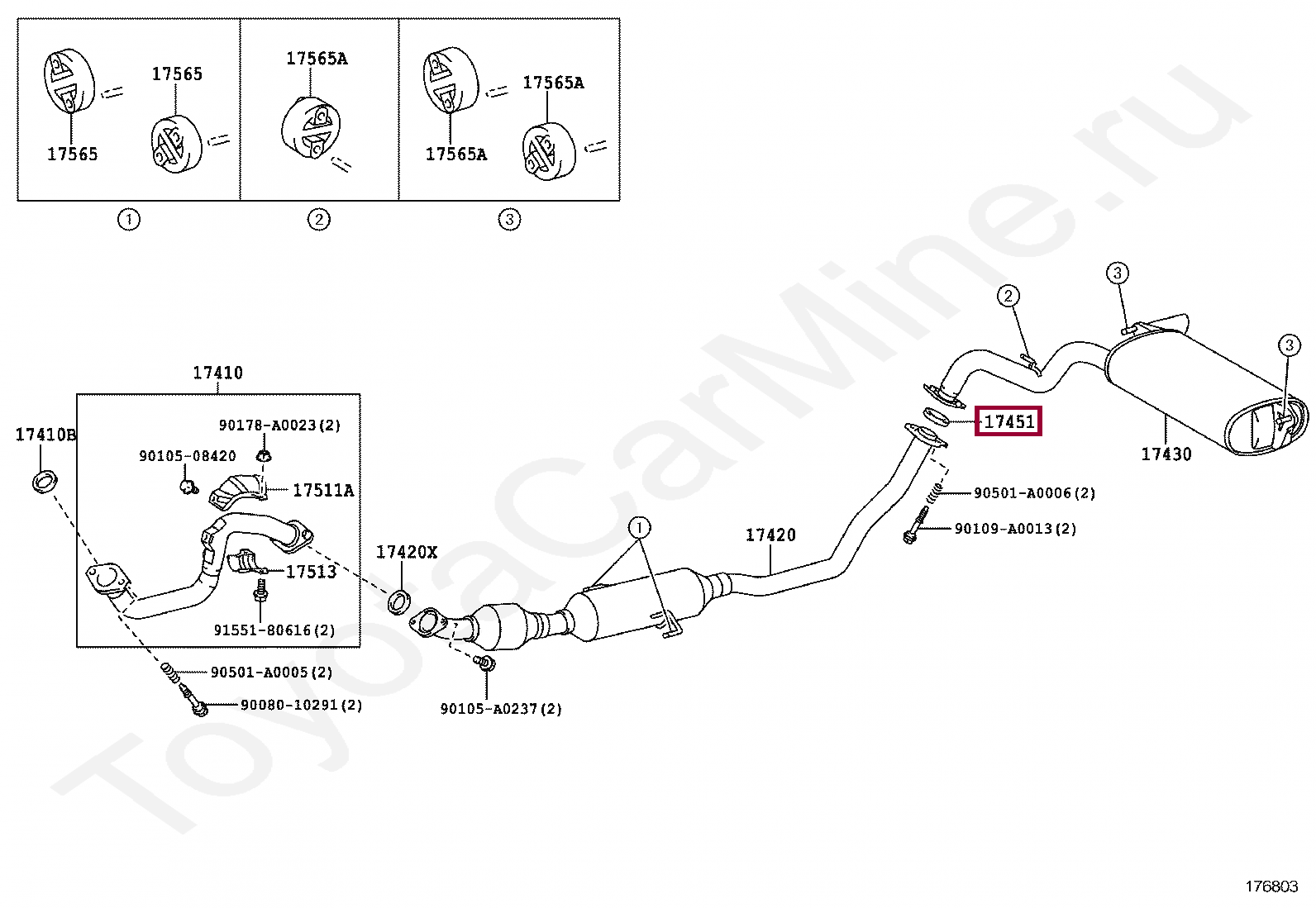 Запчасти Тойота: Прокладка глушителя (1745128031)