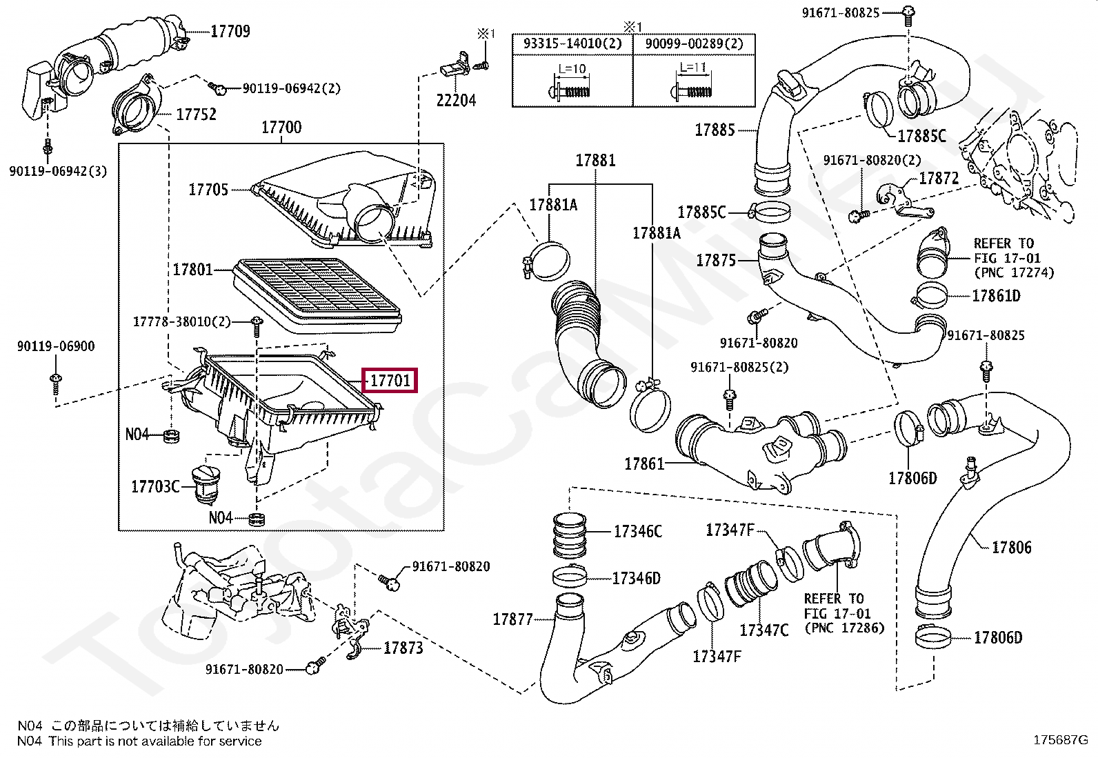 Запчасти Тойота: Корпус воздушного фильтра (1770151050)