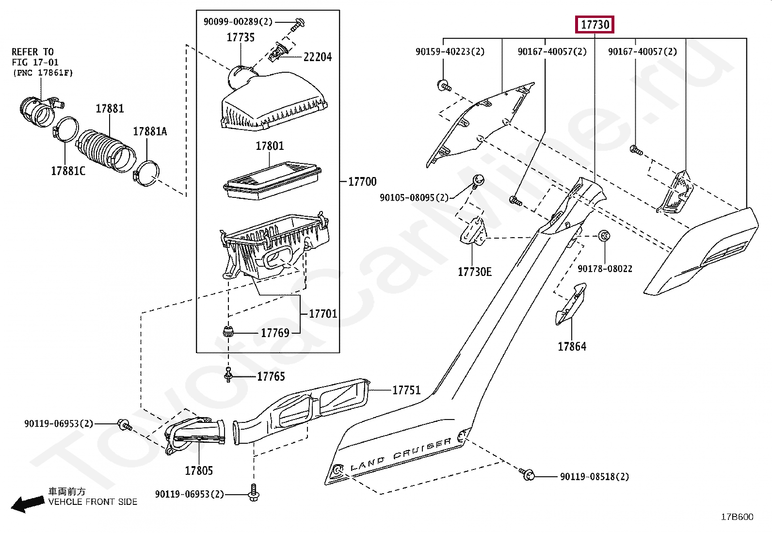 Запчасти Тойота: PRECLEANER ASSY, AIR W/HOSE (1773052010)