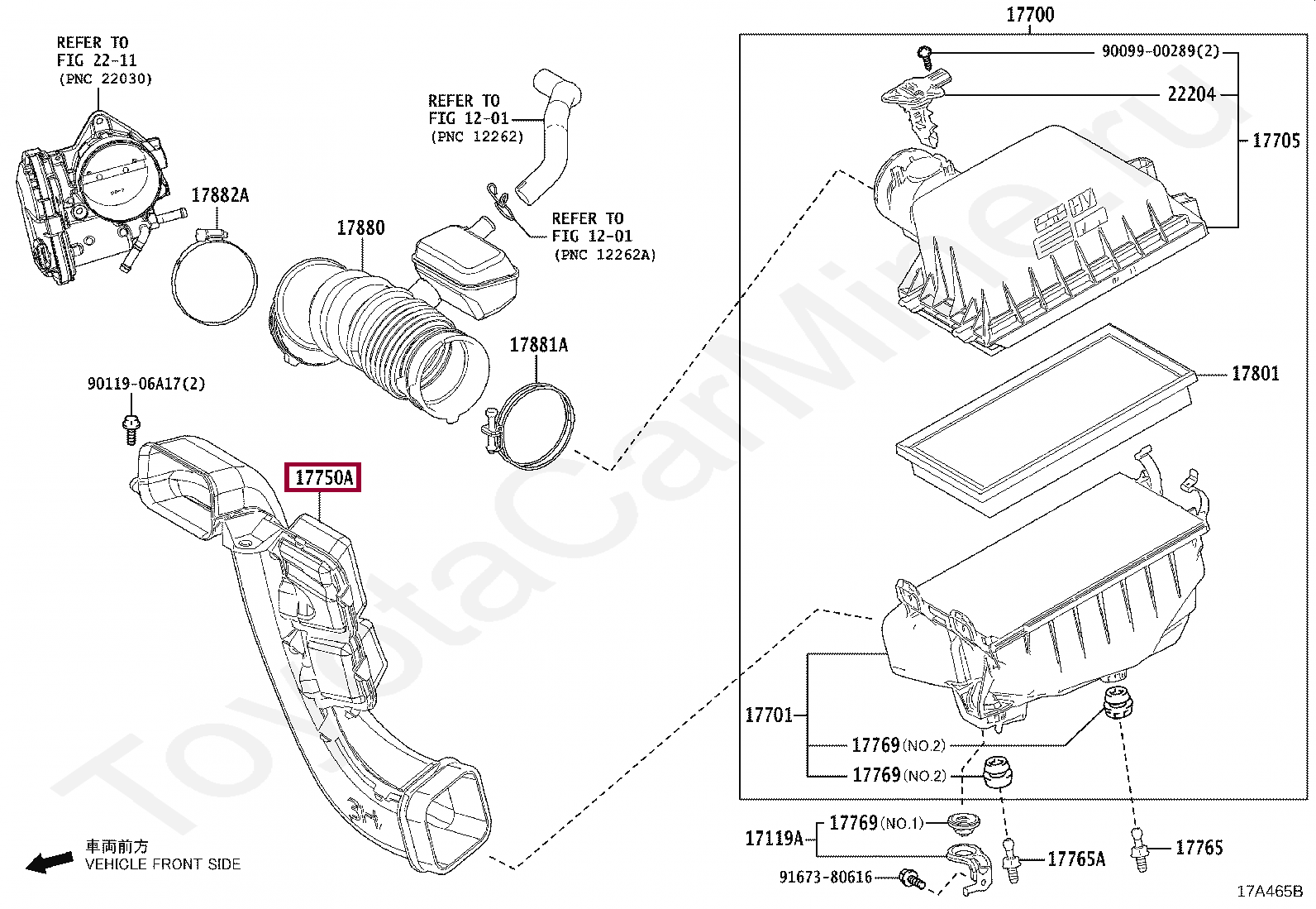 Запчасти Тойота: INLET ASSY, AIR CLEANER (1775025040)