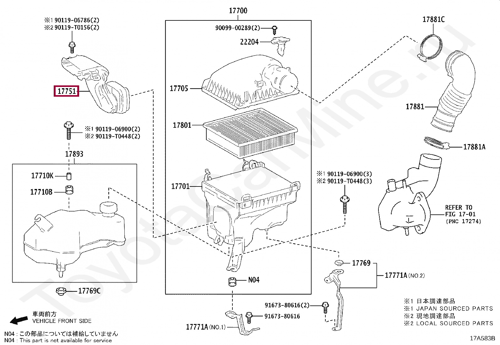 Запчасти Тойота: INLET, AIR CLEANER, NO.1 (1775111160)