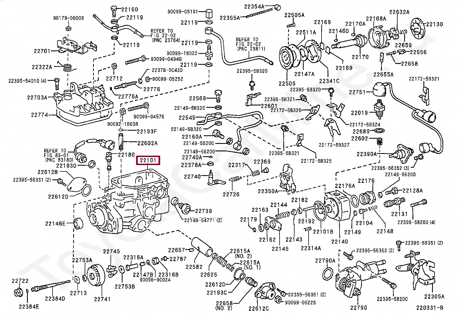 Запчасти Тойота: HOUSING SUB-ASSY, INJECTION PUMP (2210164260)