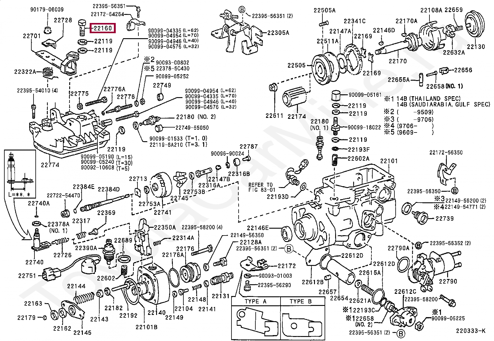 Запчасти Тойота: SCREW SUB-ASSY, OVERFLOW (2216056350)
