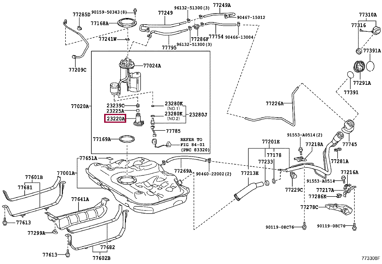 Запчасти Тойота: PUMP ASSY, FUEL W/FILTER (2322031370)