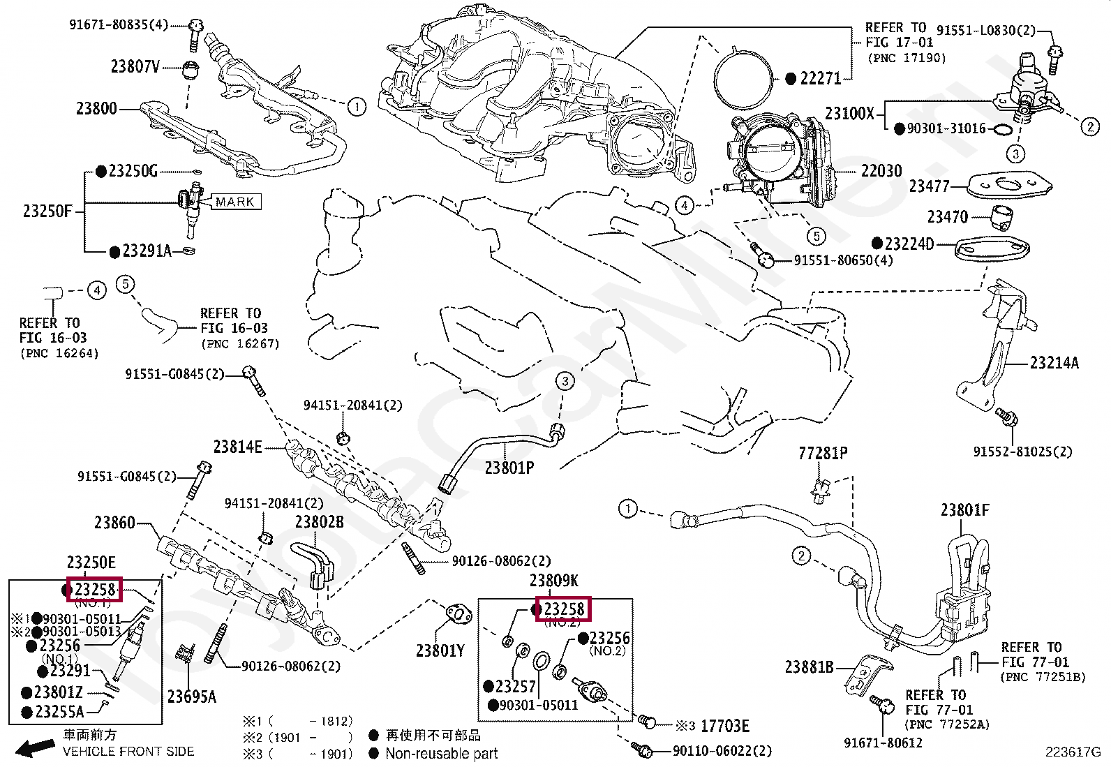 Запчасти Тойота: RING, FUEL INJECTOR BACK-UP, NO.3 (2325831020)