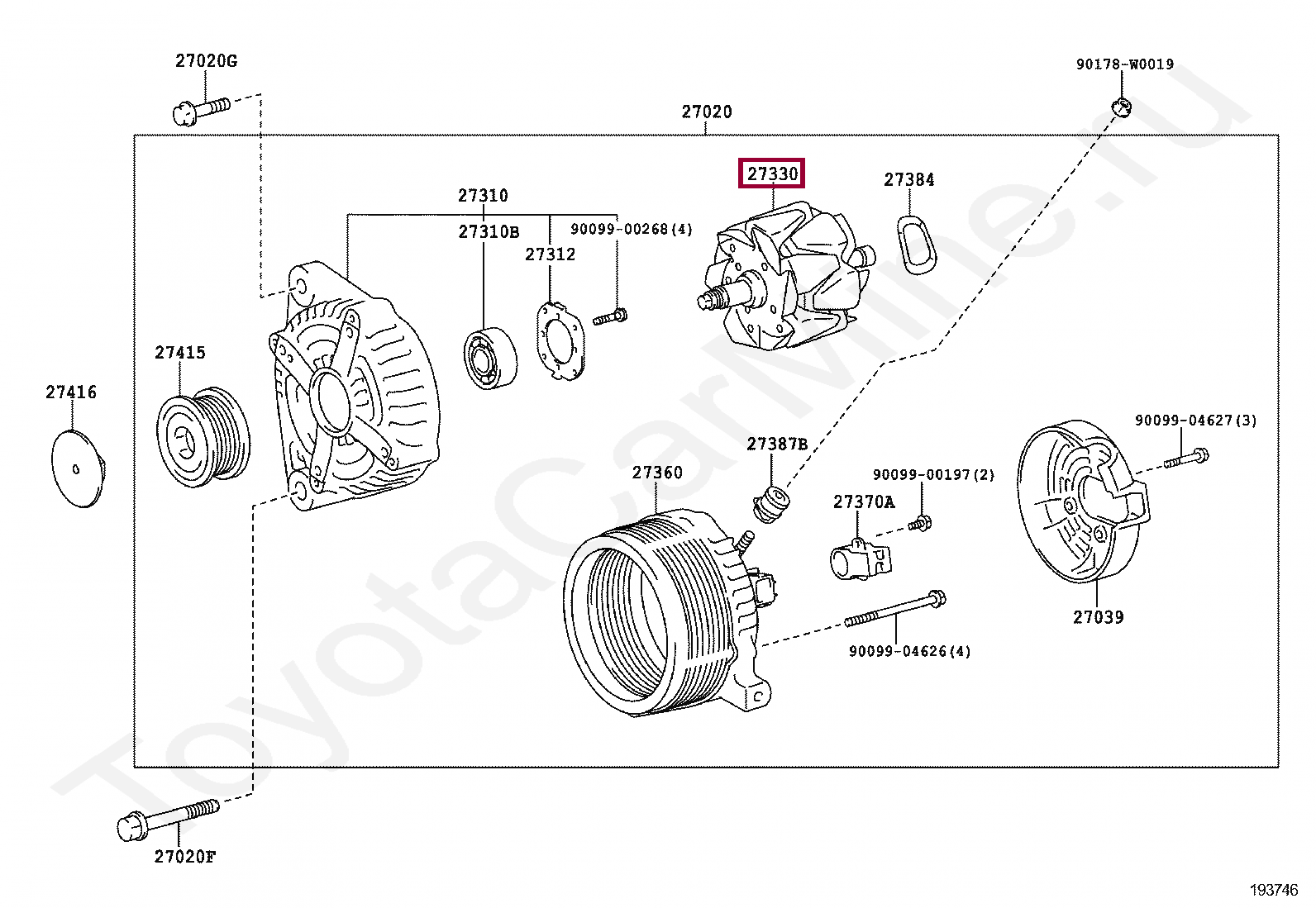 Запчасти Тойота: ROTOR ASSY, ALTERNATOR (273300N060)