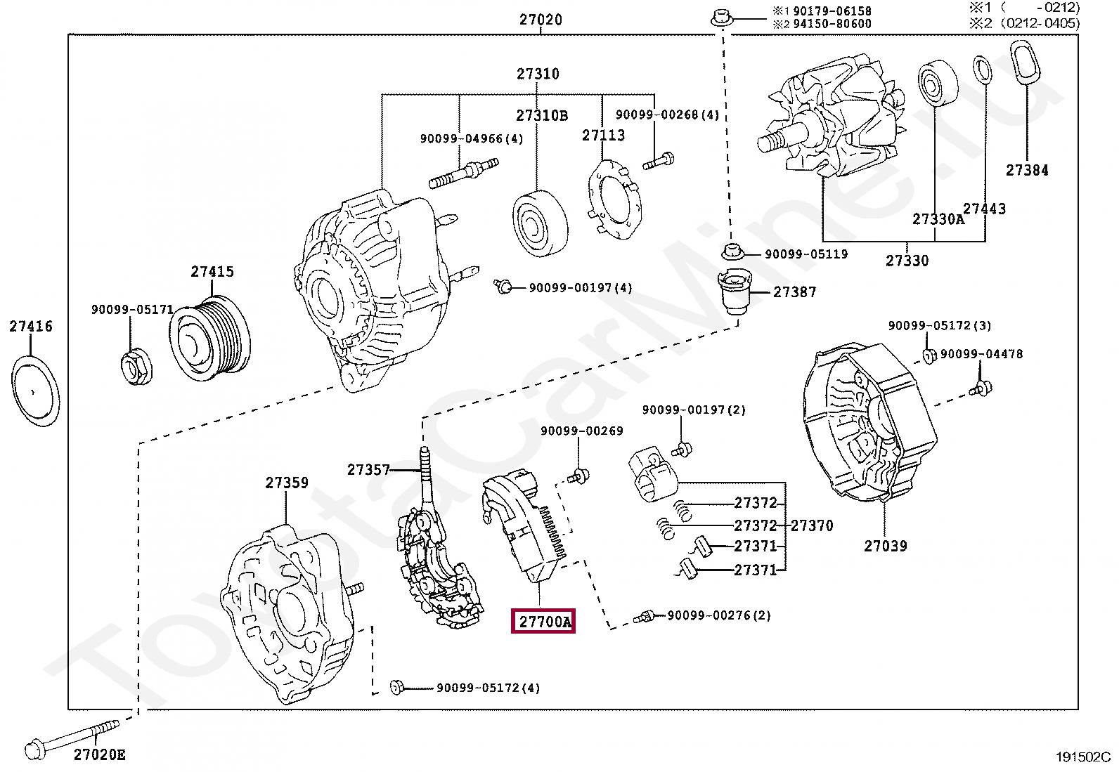 Запчасти Тойота: REGULATOR ASSY, GENERATOR (2770050040)