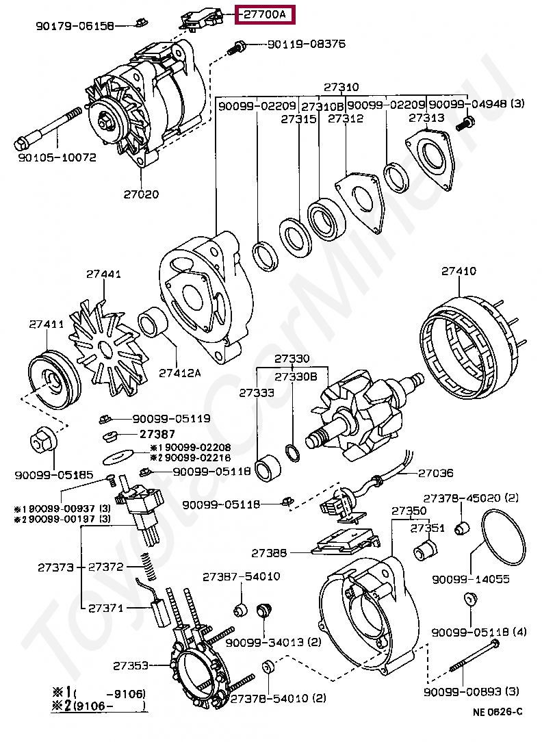 Запчасти Тойота: REGULATOR ASSY, GENERATOR (2770064110)