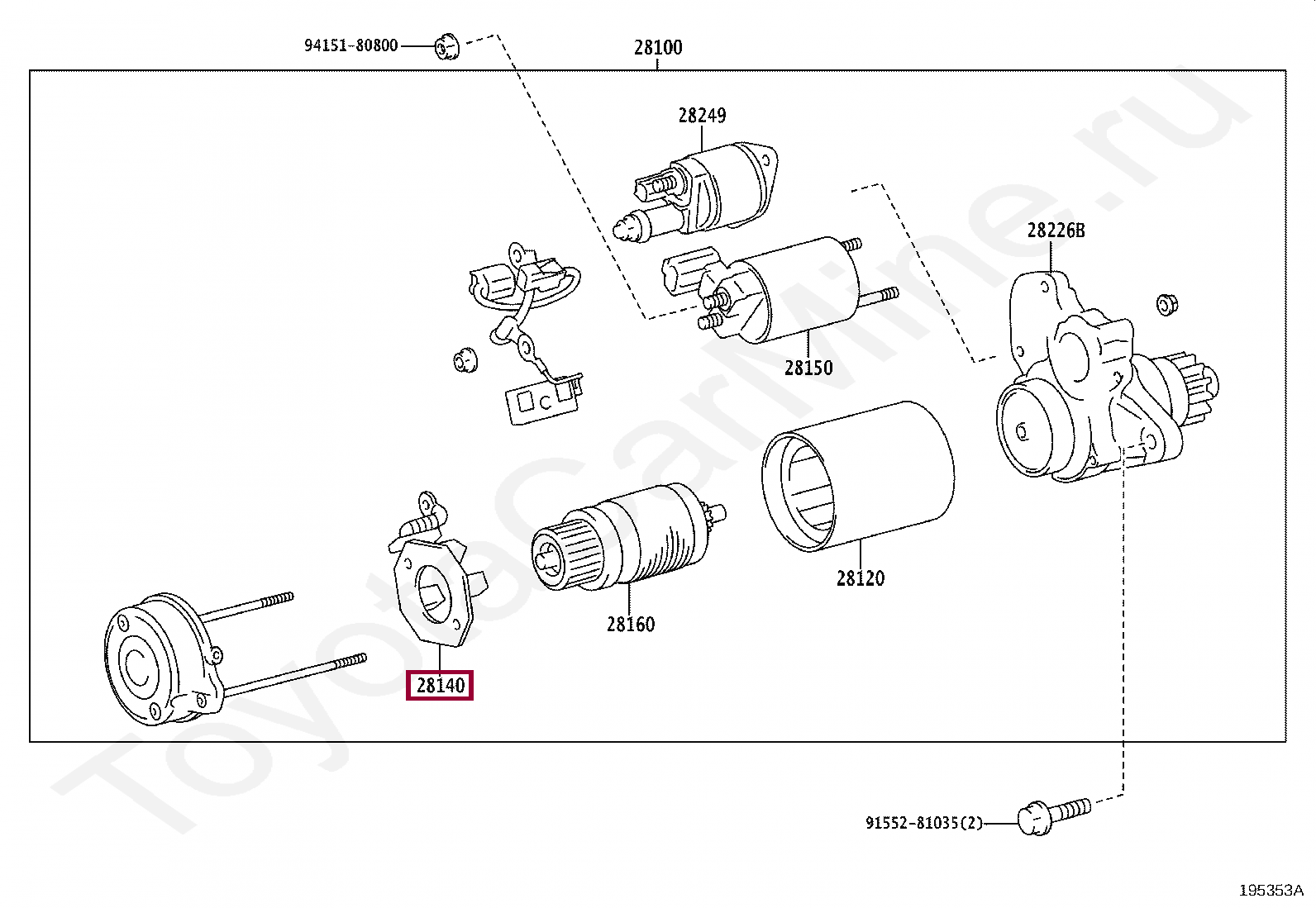 Запчасти Тойота: HOLDER ASSY, STARTER BRUSH (2814036110)