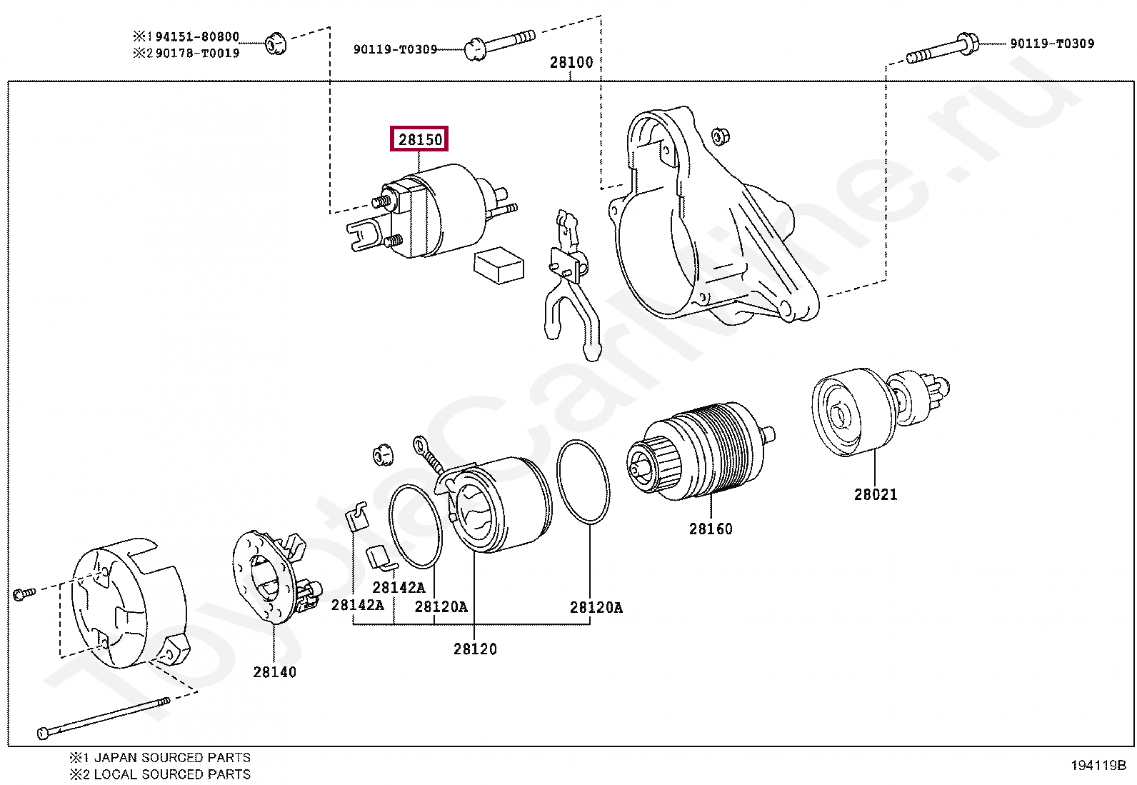 Запчасти Тойота: SWITCH ASSY, MAGNET STARTER (281500Y170)