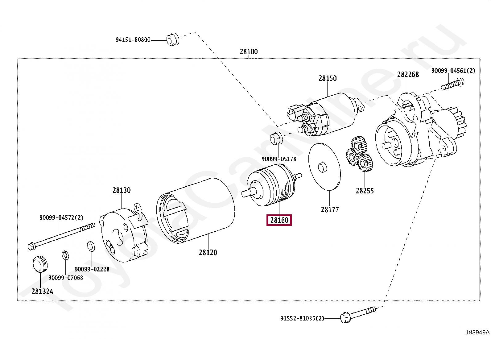 Запчасти Тойота: ARMATURE ASSY, STARTER (2816028040)
