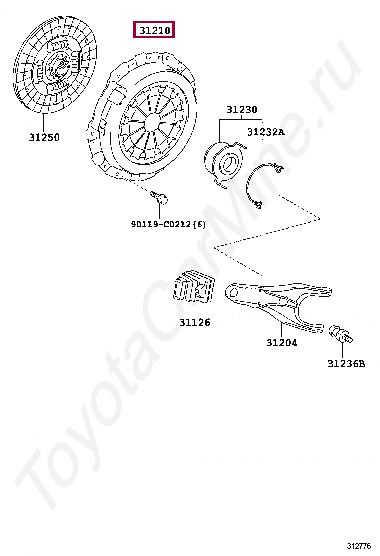 Запчасти Тойота: COVER ASSY, CLUTCH (312100D160)