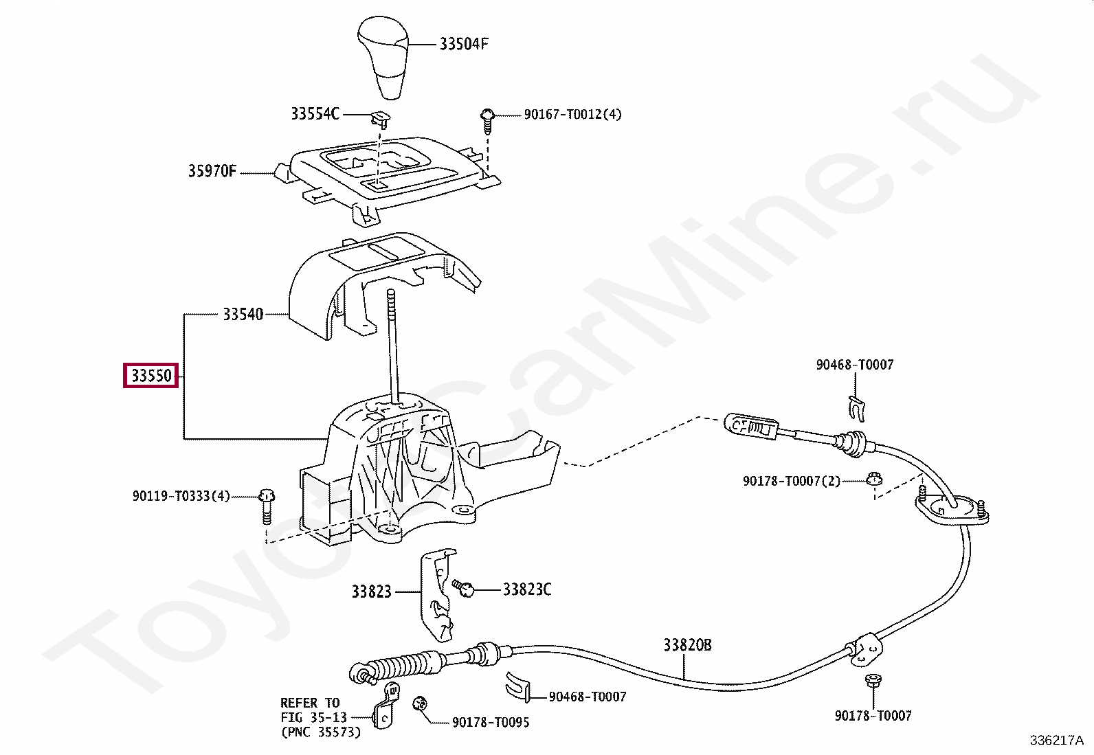 Запчасти Тойота: FLOOR SHIFT ASSY, TRANSMISSION (335500K190)