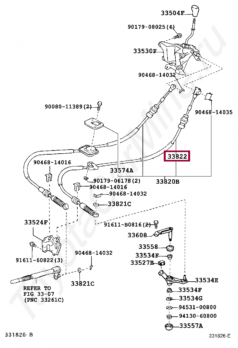 Запчасти Тойота: CABLE TRANSMISSION CONTROL SELECT (FOR FLOOR SHIFT ...