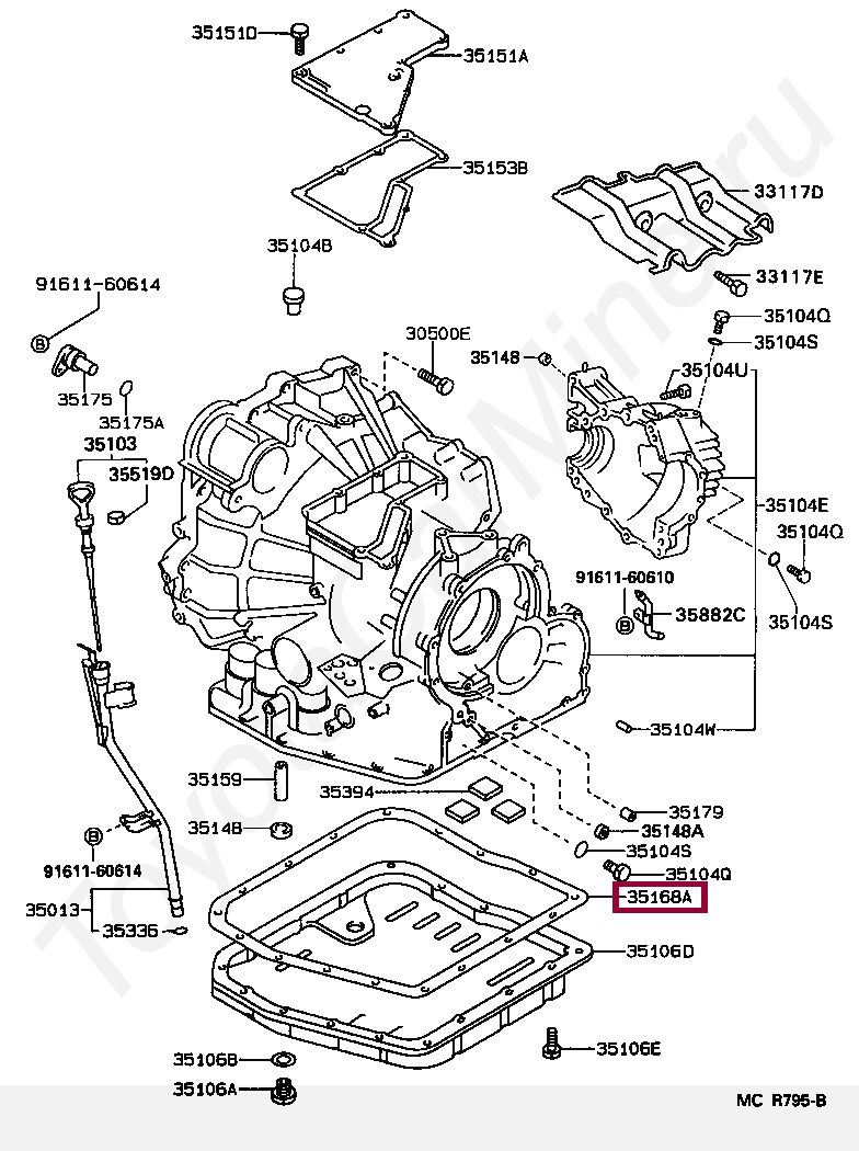 Запчасти Тойота: GASKET, AUTOMATIC TRANSAXLE OIL PAN (3516833010)