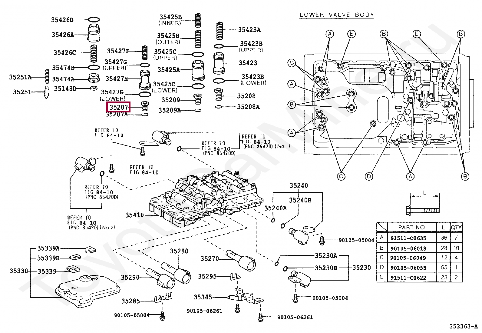 Запчасти Тойота: SPRING SUB-ASSY, B-0 ACCUMULATOR (3520722010)