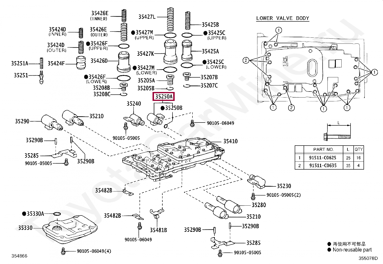 Запчасти Тойота: SOLENOID ASSY, TRANSMISSION, NO.3 (3525060010)