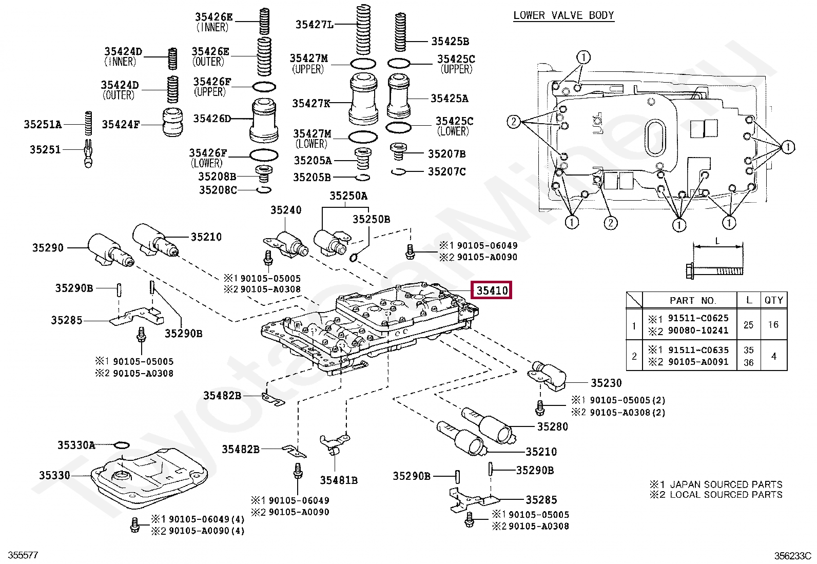 Запчасти Тойота: BODY ASSY, TRANSMISSION VALVE (3541060580)