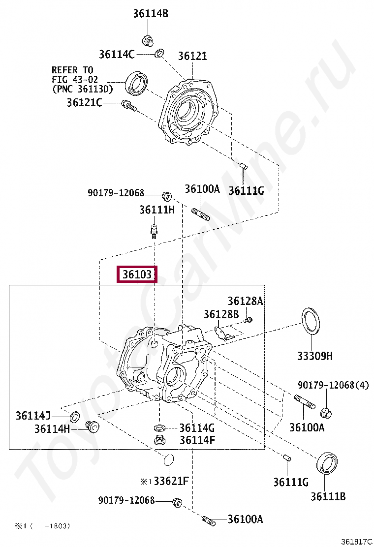 Запчасти Тойота: CASE SUB-ASSY, TRANSFER (3610342051)