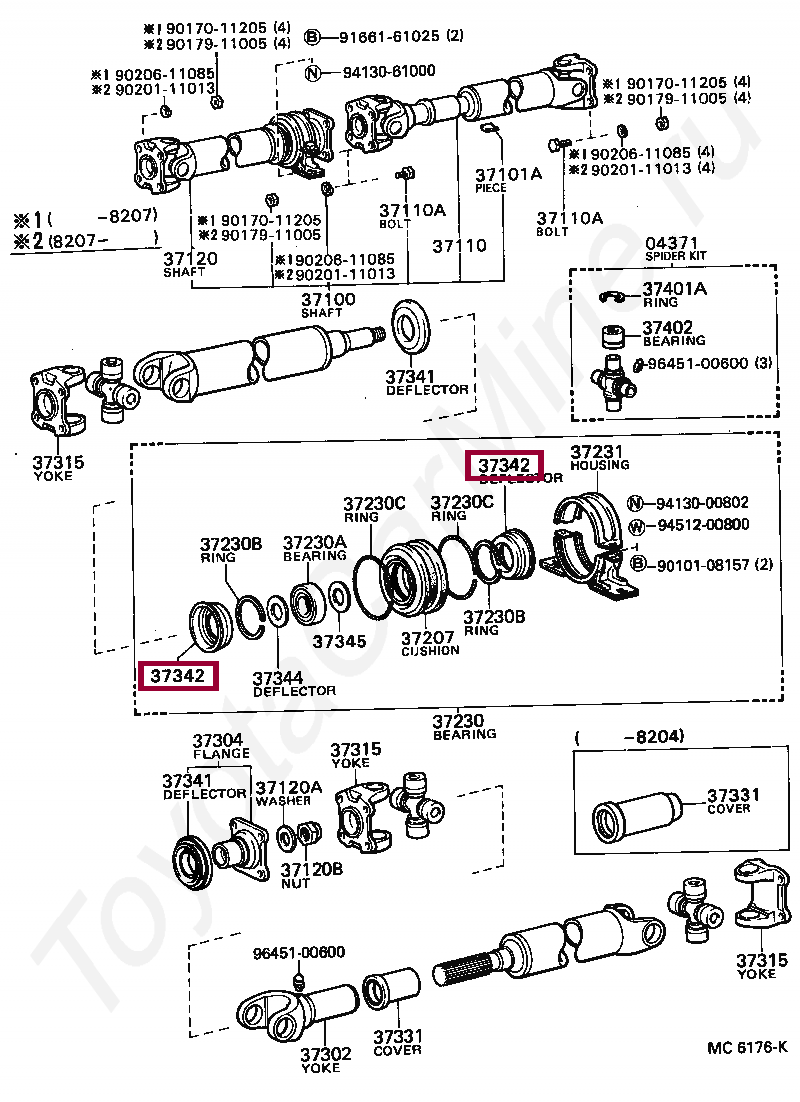 Запчасти Тойота: DEFLECTOR, PROPELLER SHAFT DUST, NO.2 (3734236010)