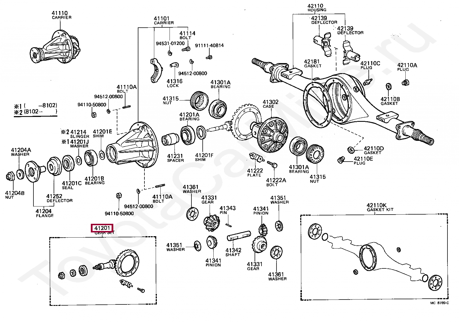 Запчасти Тойота: FINAL GEAR KIT, DIFFERENTIAL, REAR (4120139395)