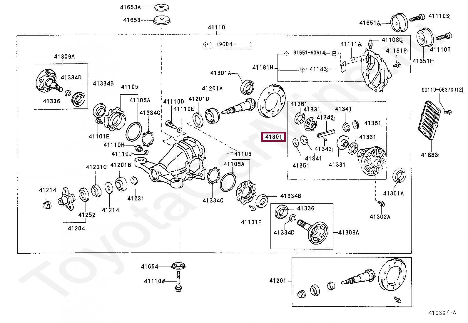 Запчасти Тойота: CASE SUB-ASSY, REAR DIFFERENTIAL (4130114100)