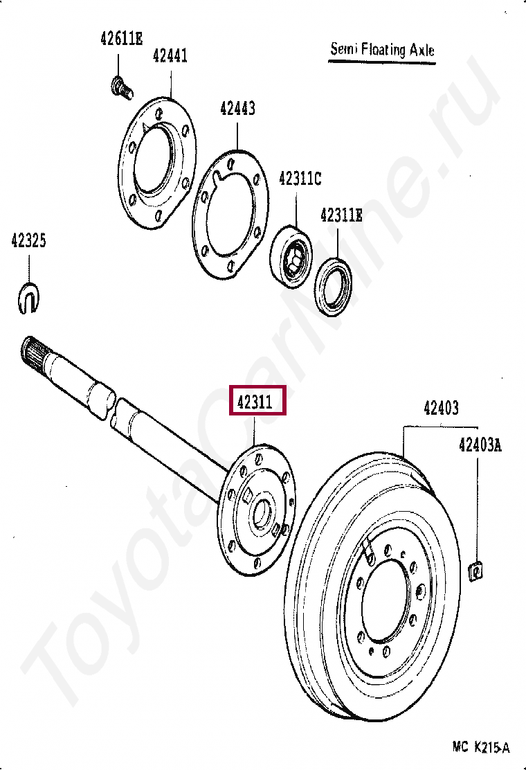 Запчасти Тойота: SHAFT, REAR AXLE (4231260080)
