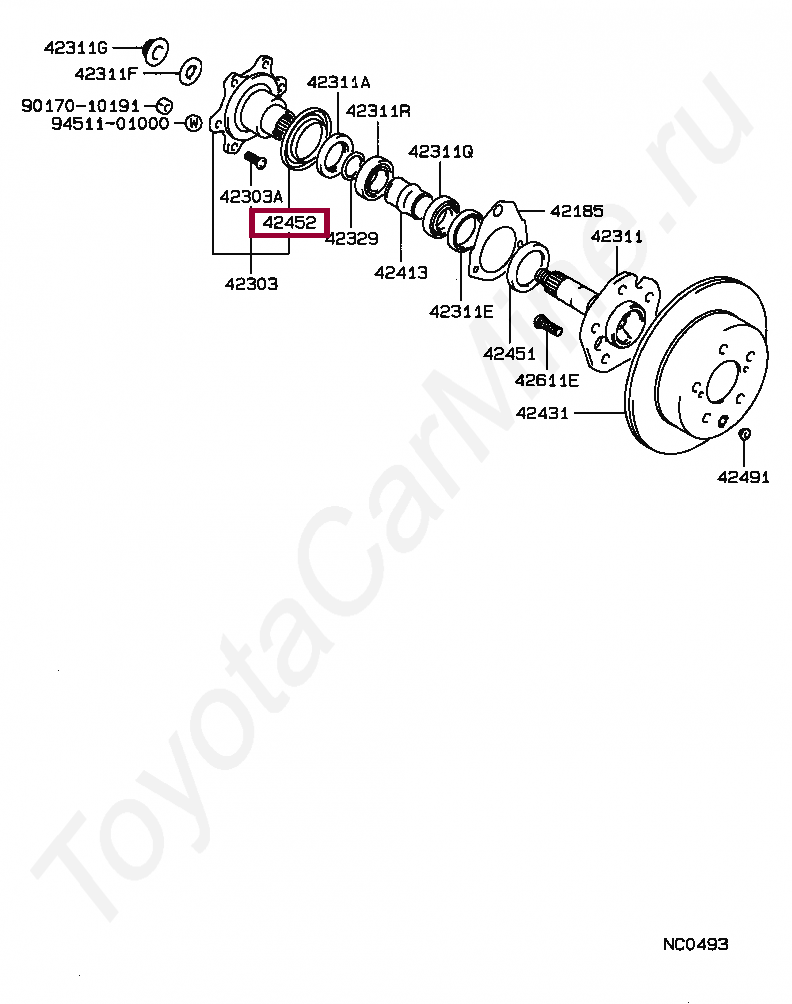 Запчасти Тойота: DEFLECTOR, REAR WHEEL BEARING DUST, NO.2 (4245230020)