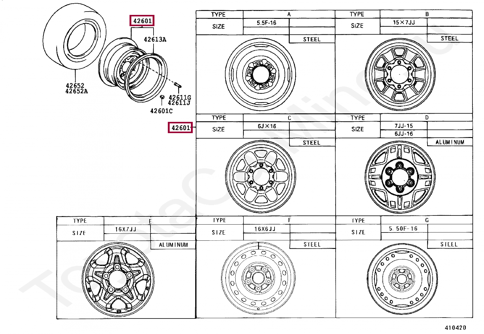 Запчасти Тойота: WHEEL, DISC (4260160670)