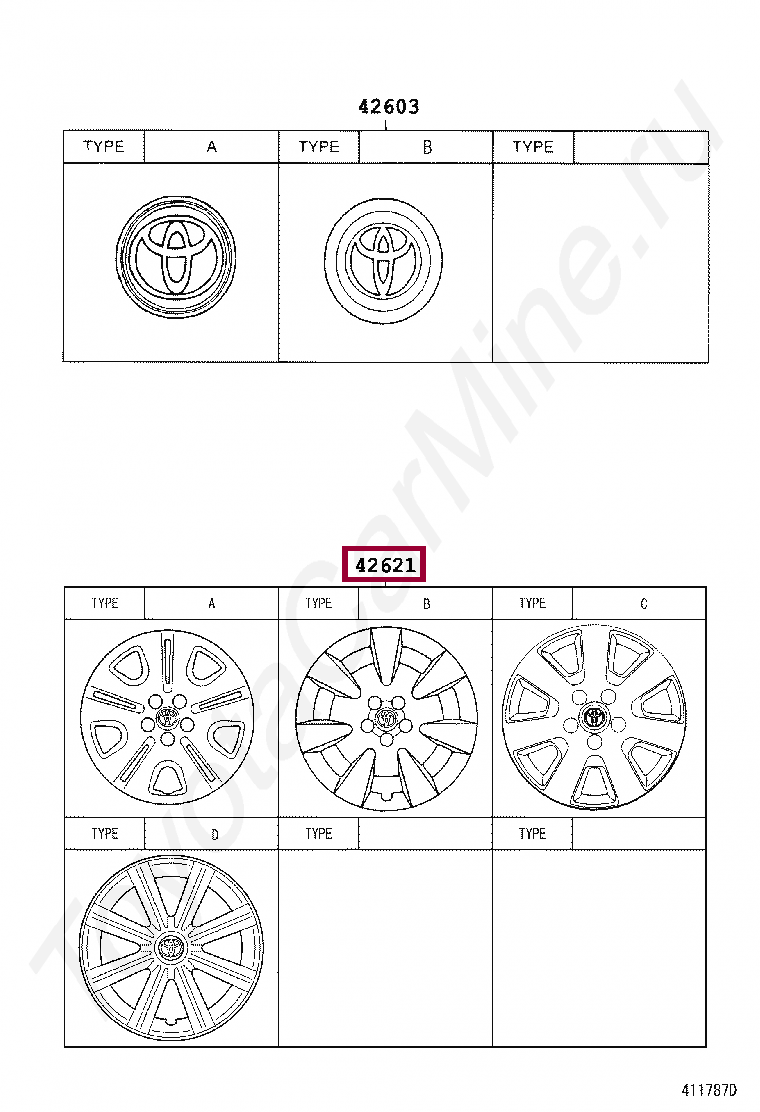 Запчасти Тойота: CAP, WHEEL (4260205100)