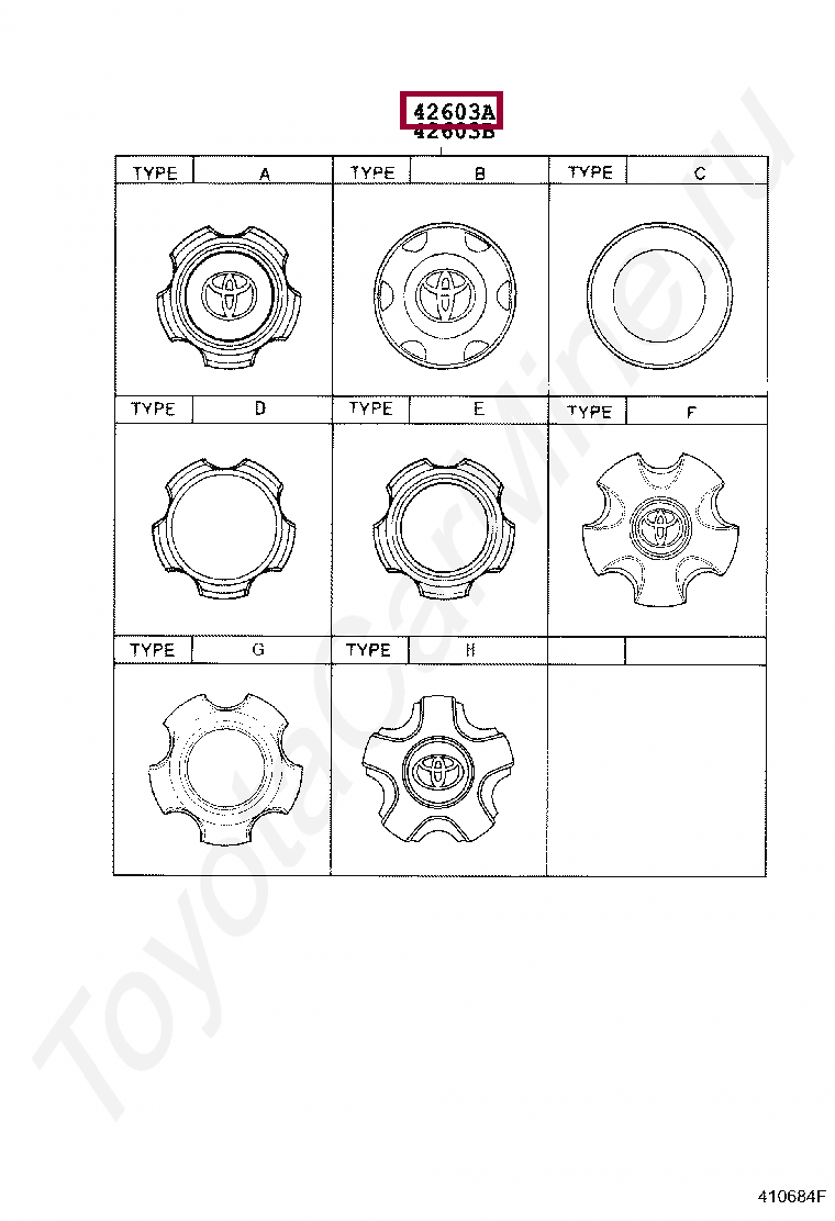 Запчасти Тойота: ORNAMENT SUB-ASSY, WHEEL HUB(FOR FRONT) (4260360271)