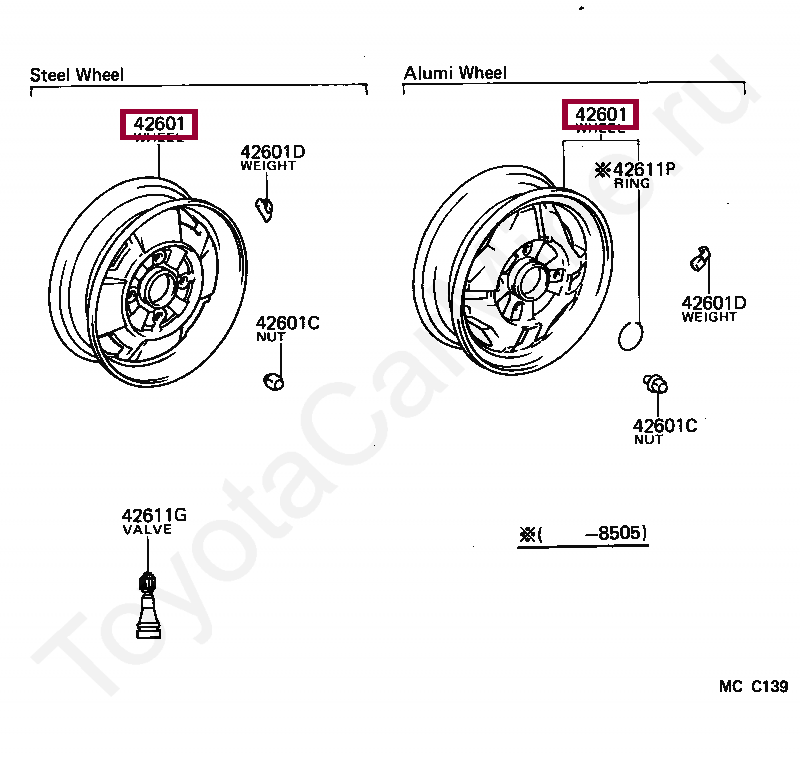 Запчасти Тойота: WHEEL, DISC (426111444001)