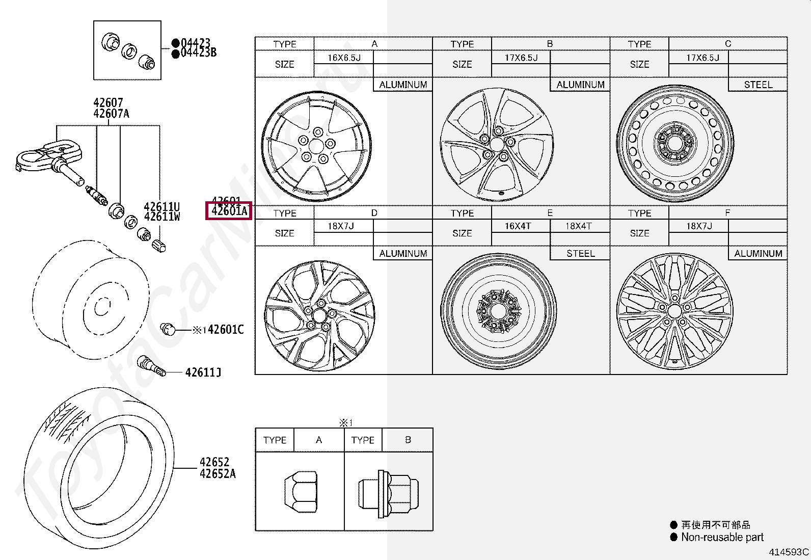 Запчасти Тойота: WHEEL, DISC (FOR SPARE) (4261121280)