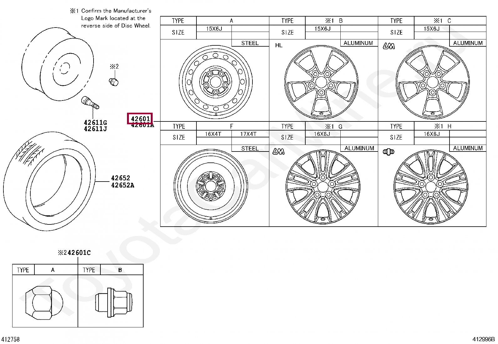 Запчасти Тойота: WHEEL, DISC (4261128711)