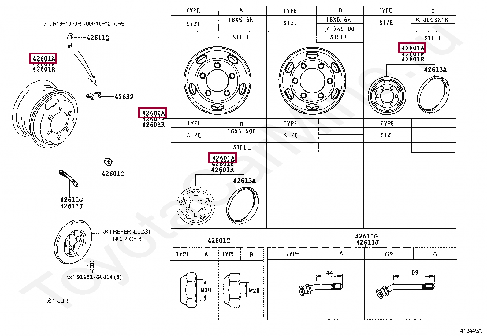 Запчасти Тойота: WHEEL, DISC (FOR REAR) (4261137020)