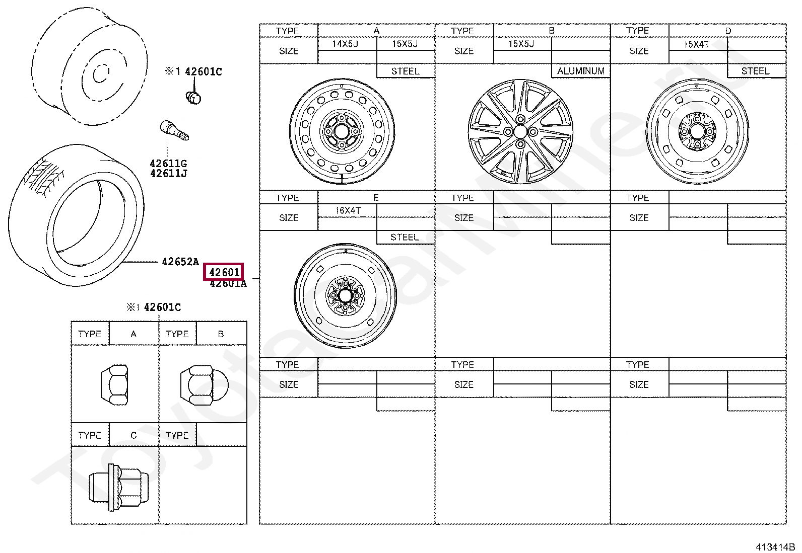 Запчасти Тойота: WHEEL, DISC (4261152770)