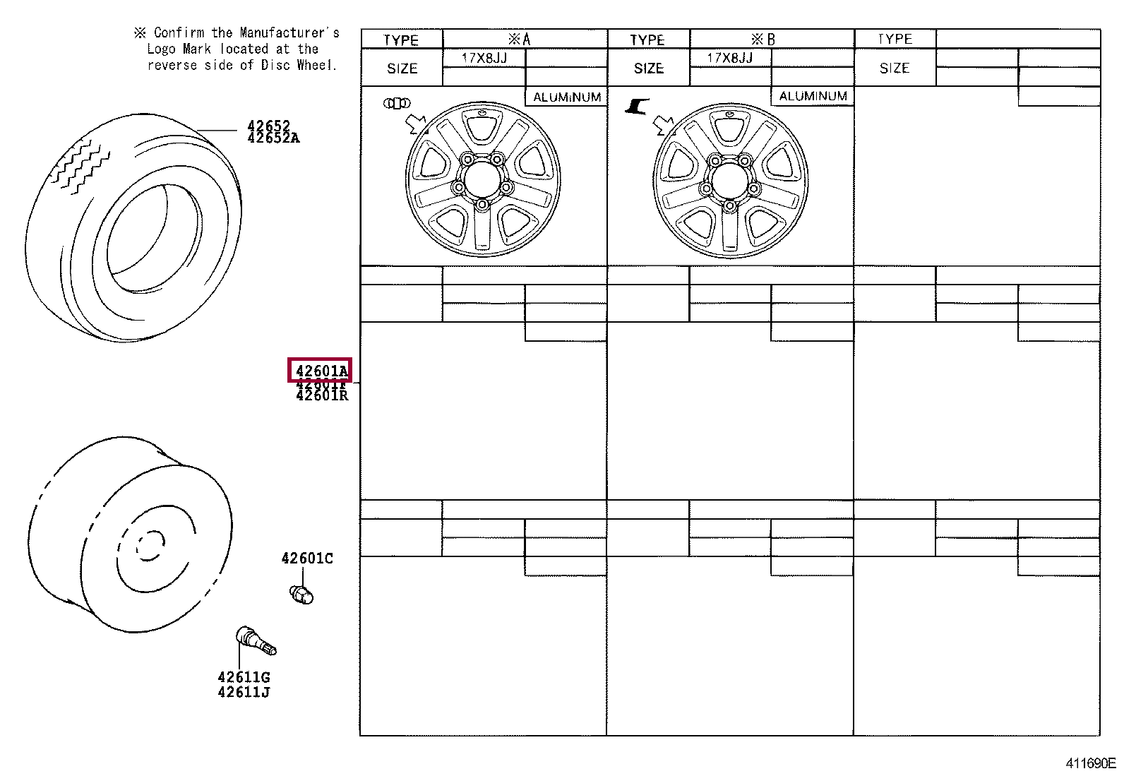 Запчасти Тойота: WHEEL, DISC (FOR REAR) (4261160480)