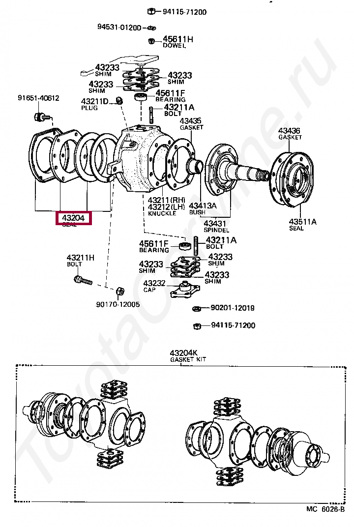 Запчасти Тойота: Сальник (4320460020)