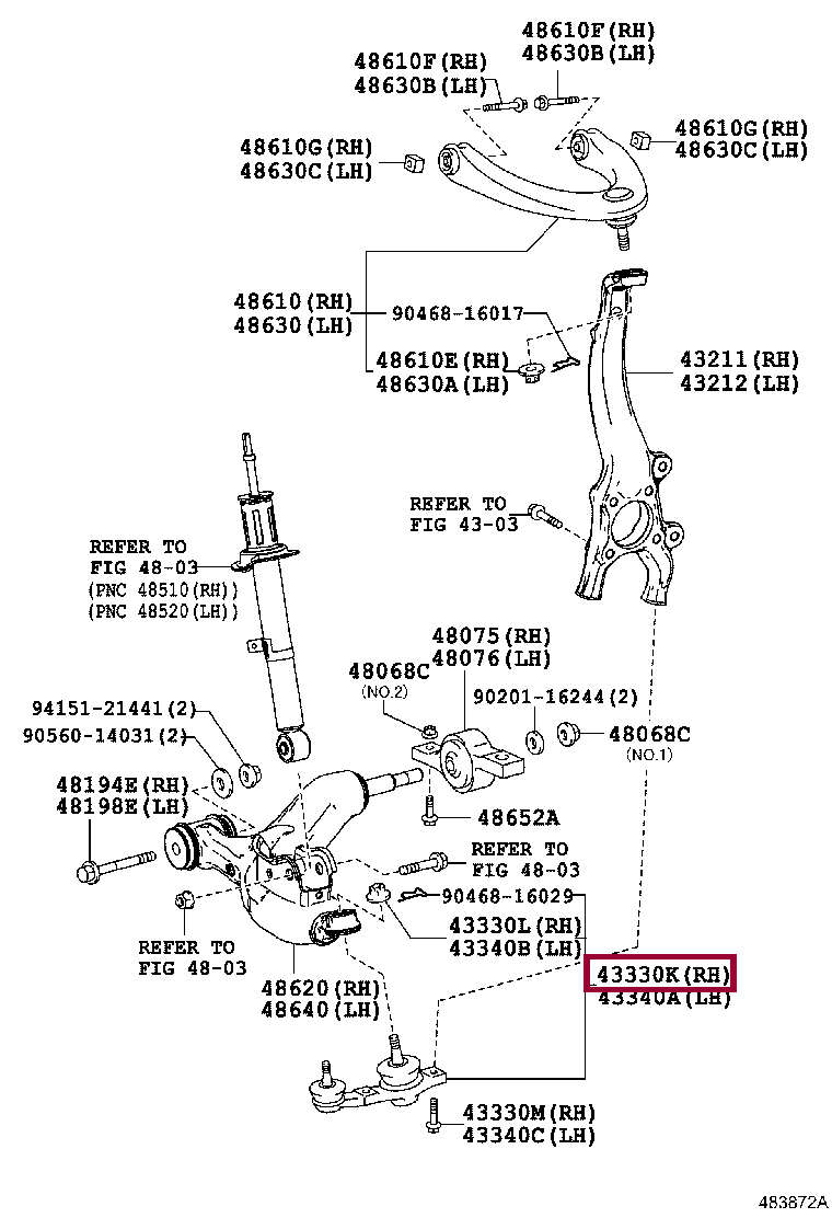Запчасти Тойота: JOINT ASSY, LOWER BALL, FRONT RH (4333059165)
