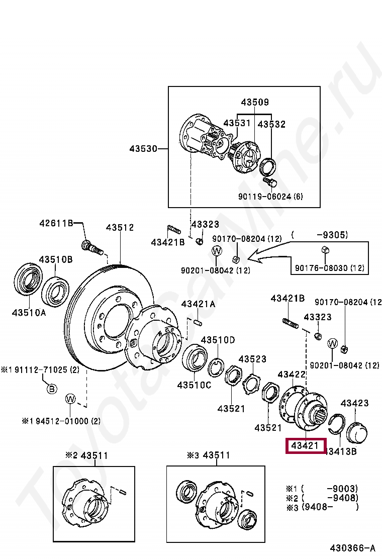 Запчасти Тойота: FLANGE, FRONT AXLE OUTER SHAFT (4342160020)