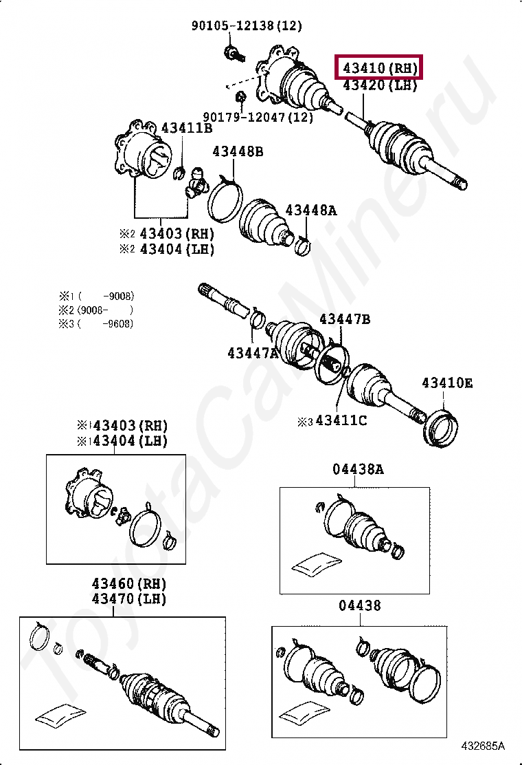 Запчасти Тойота: SHAFT ASSY, FRONT DRIVE, LH (4343026023)