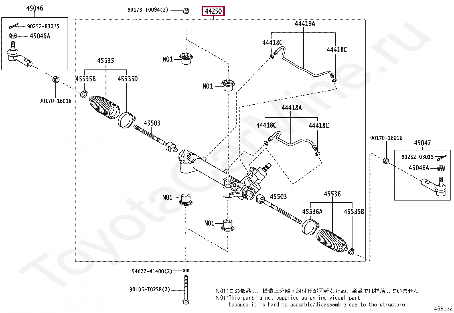 Запчасти Тойота: GEAR ASSY, POWER STEERING(FOR RACK & PINION) (442500K732)