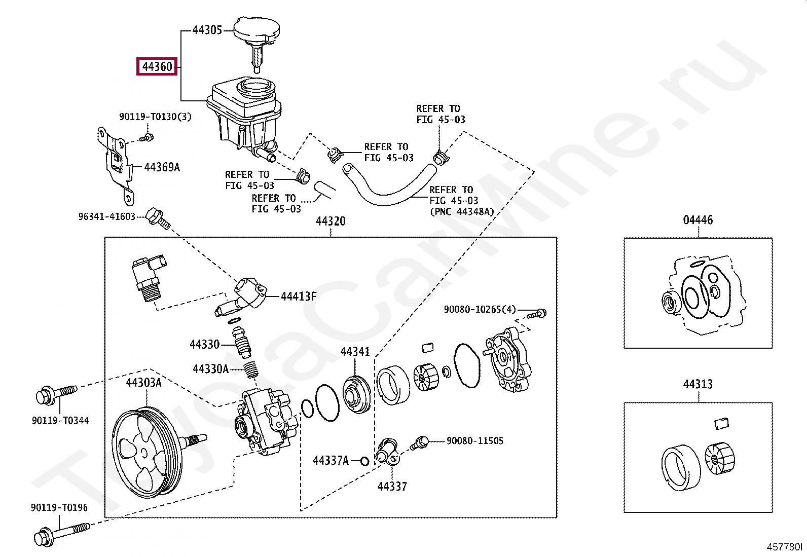 Запчасти Тойота: RESERVOIR ASSY, VANE PUMP OIL (443600K050)