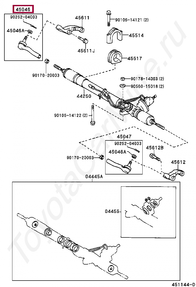 Запчасти Тойота: END SUB-ASSY, TIE ROD, RH (4504669195)